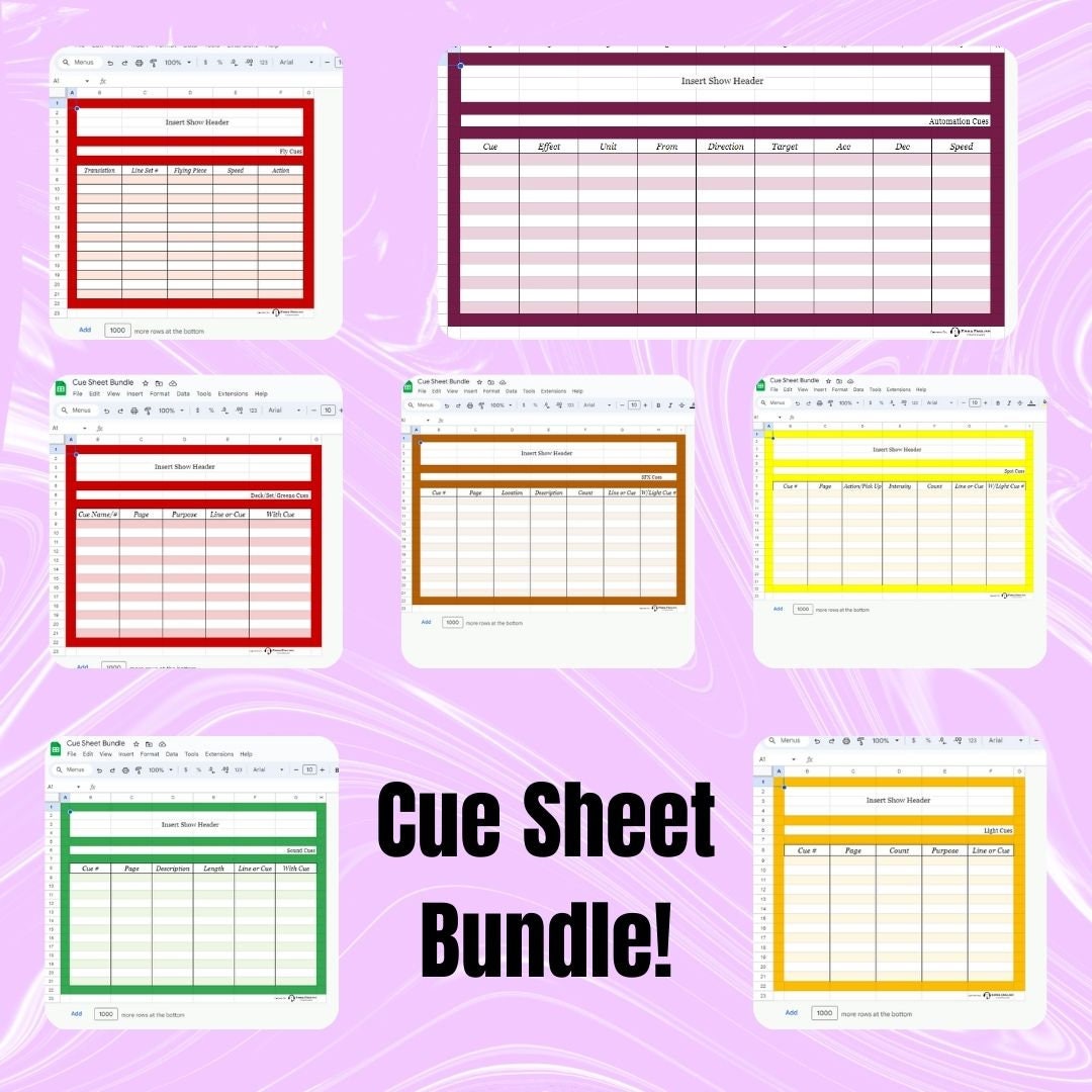 Bundle! - Cue Sheets - Etsy