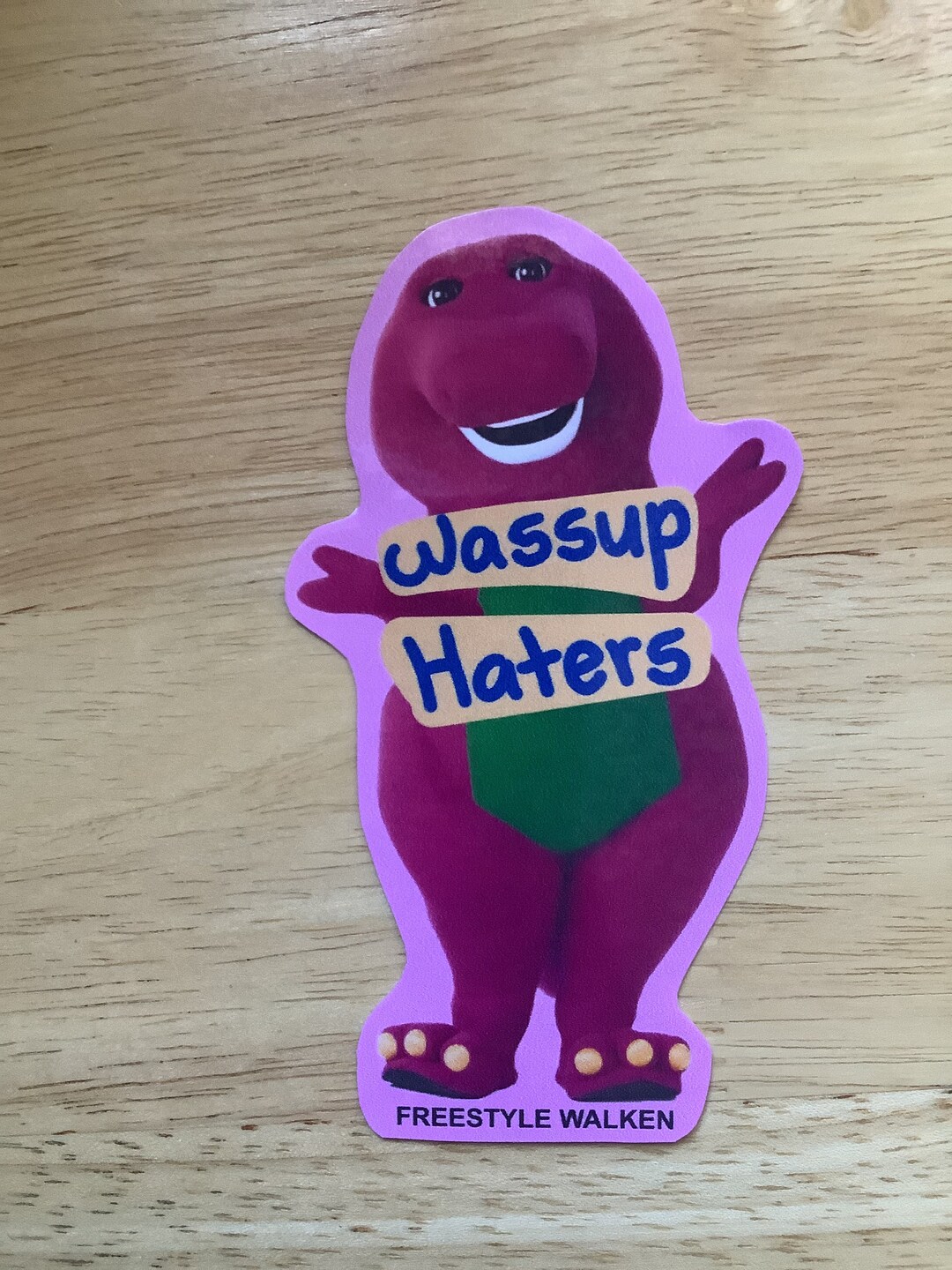 Barney Wassup Haters Sticker - Etsy