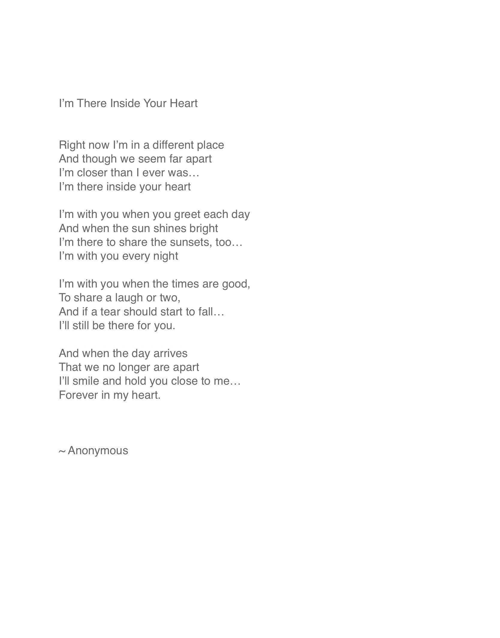 I’m There Inside Your Heart PDF - Etsy UK