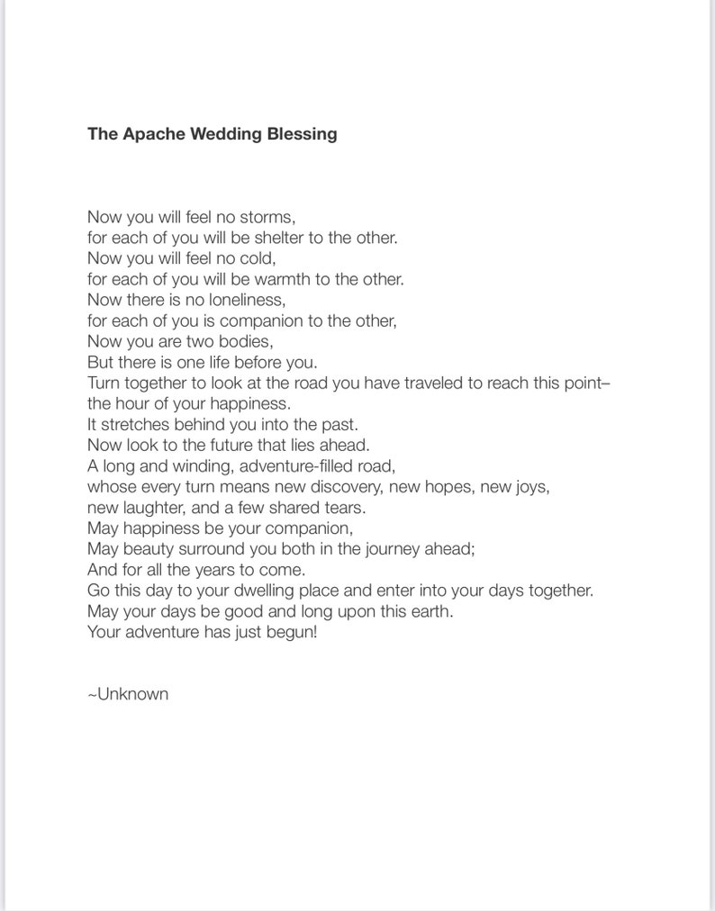 Apache Wedding Blessing - Etsy