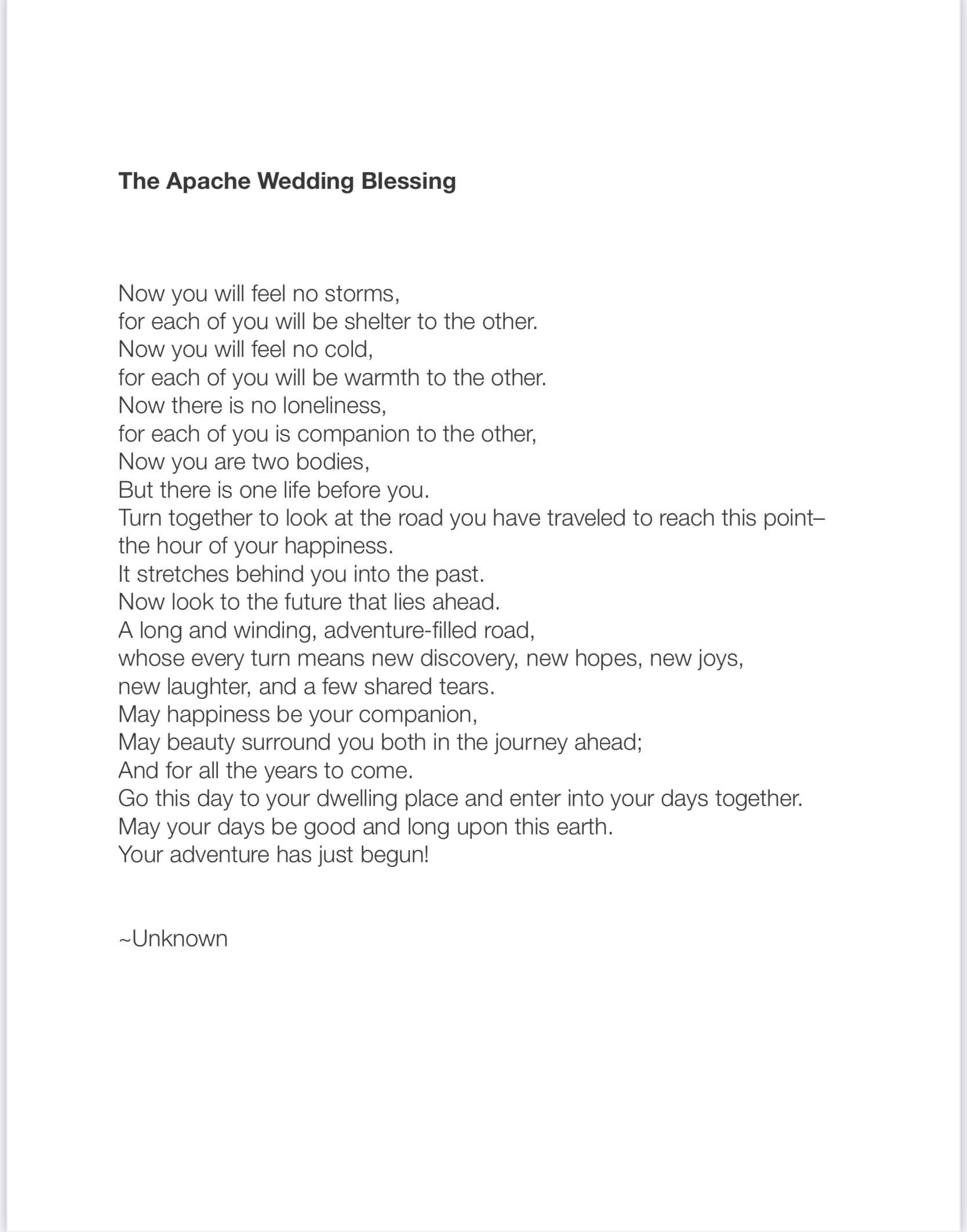 Apache Wedding Blessing - Etsy