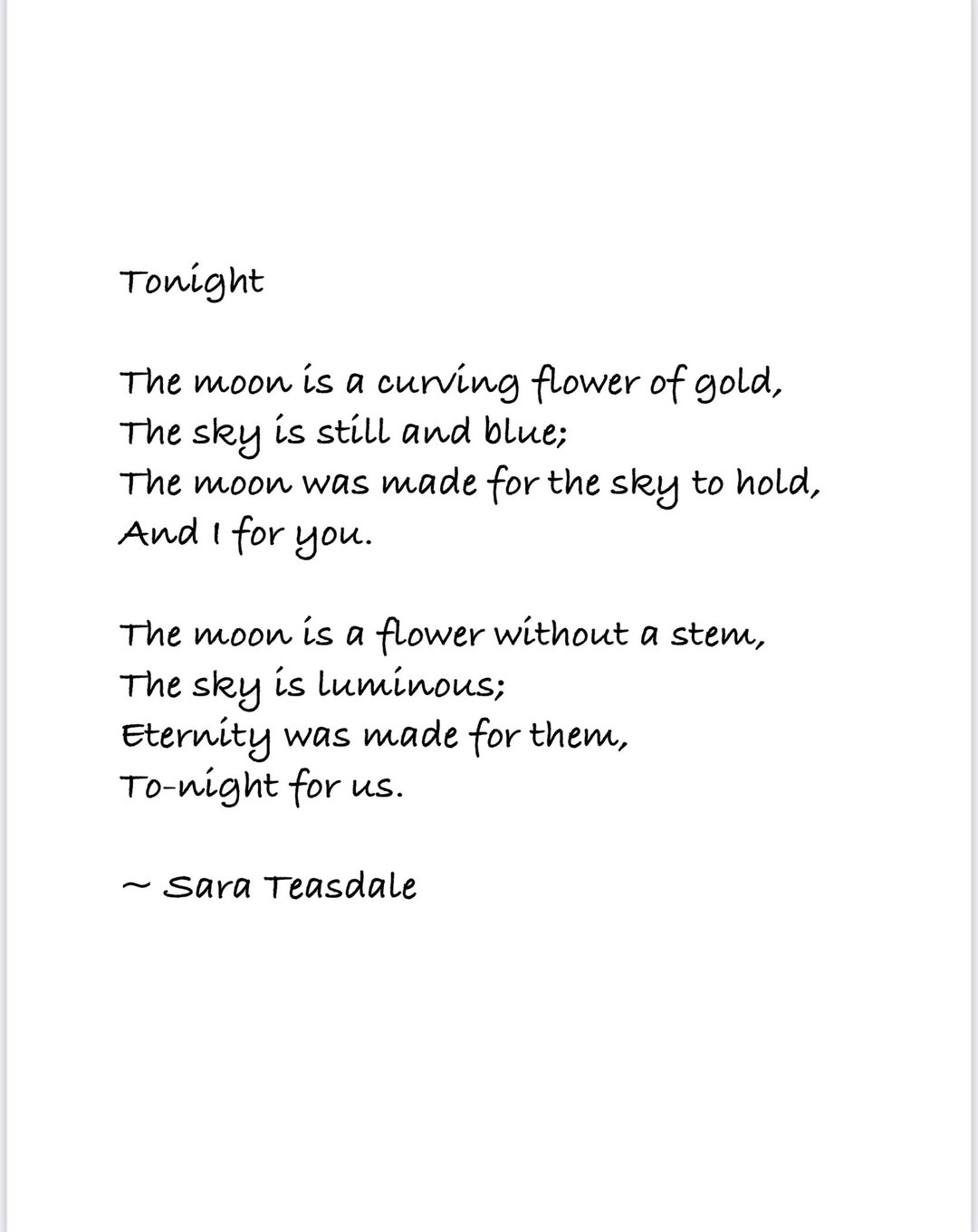 Tonight Poem PDF - Etsy