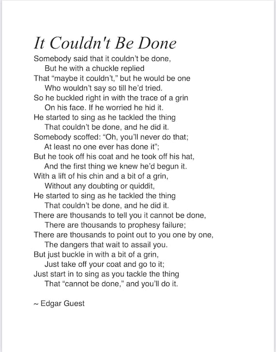 It Couldnt Be Done PDF Download - Etsy