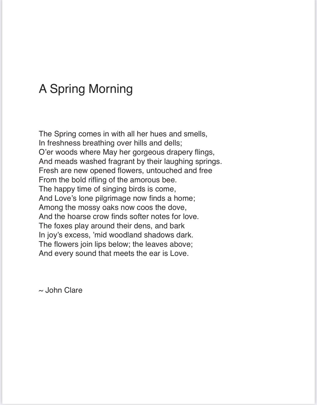 A Spring Morning Poem PDF - Etsy