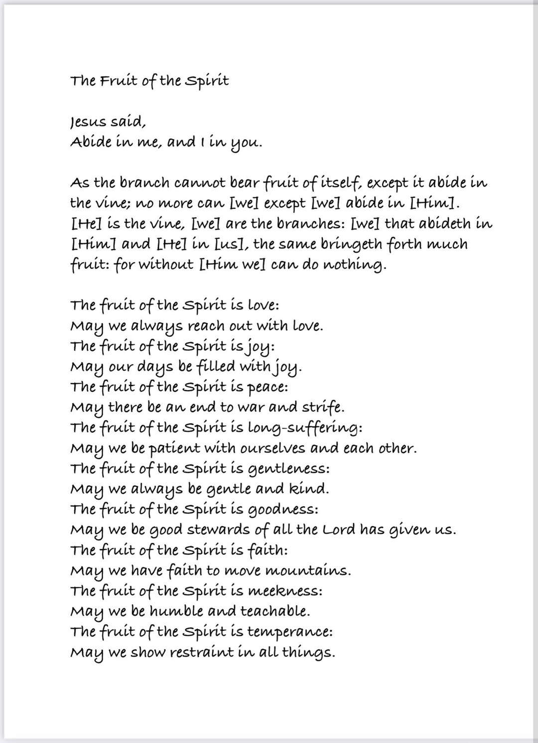 Matriarchal Blessing: the Fruit of the Spirit PDF Download - Etsy