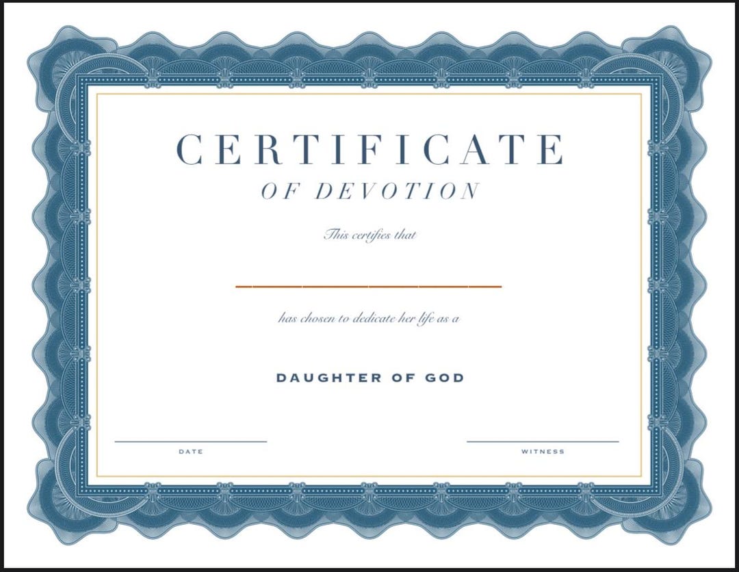 Certificate of Devotion PDF - Etsy