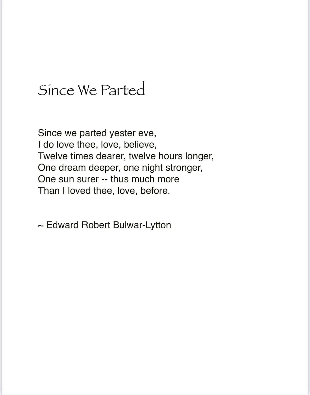 Since We Parted Poem PDF - Etsy