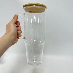 40oz Stanley Dupes Glass Tumbler With Bamboo Lid Sublimation Blanks ...