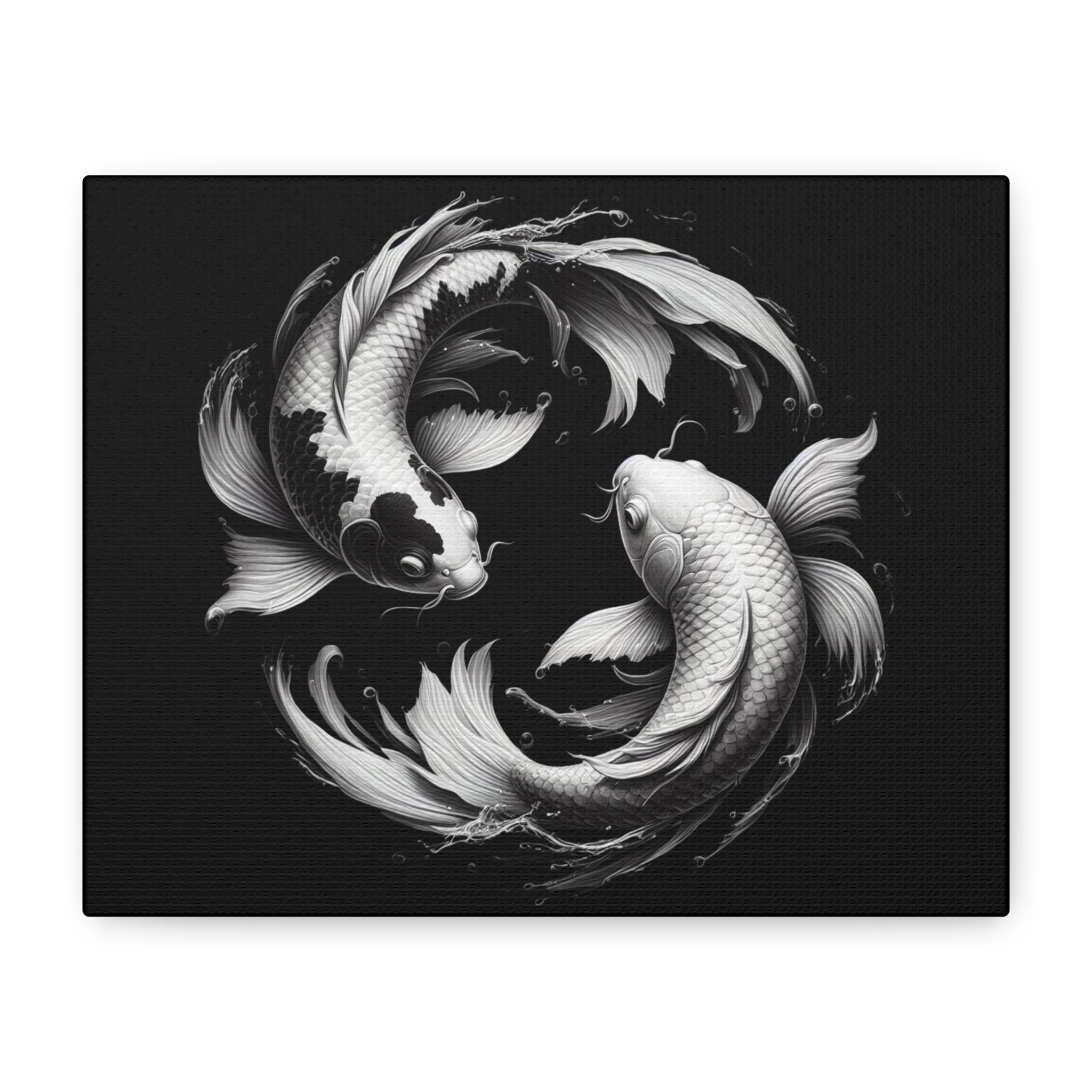 Modern Black and White Koi Fish-matte Canvas - Etsy