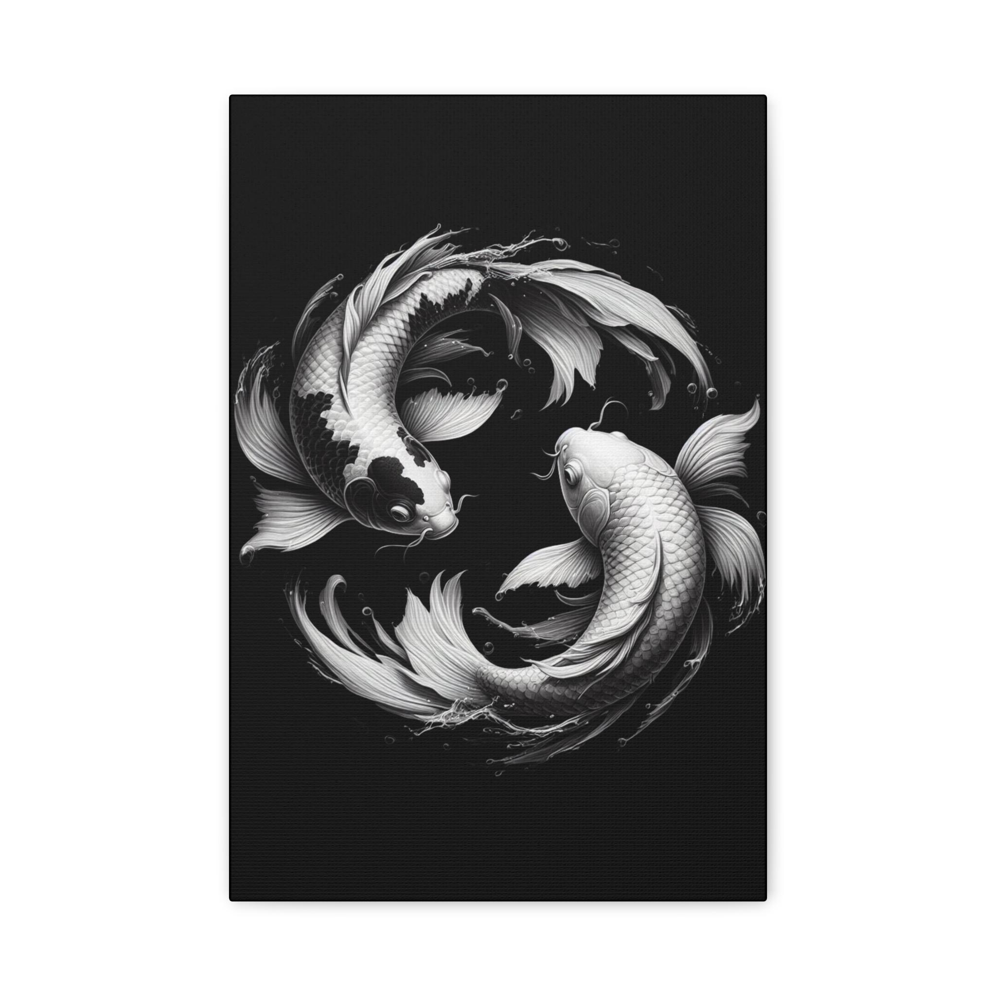 Modern Black and White Koi Fish-matte Canvas - Etsy