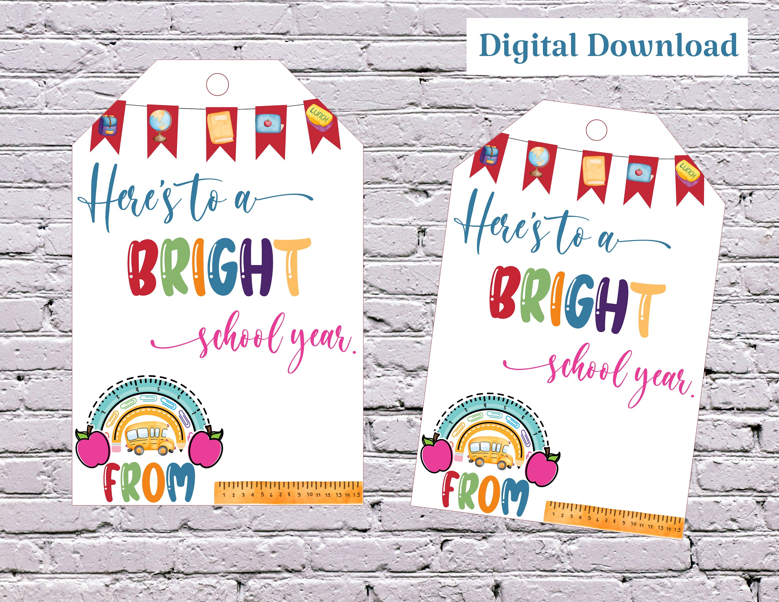 Back to School Tag-first Day of School Tag-here's to a Bright School ...