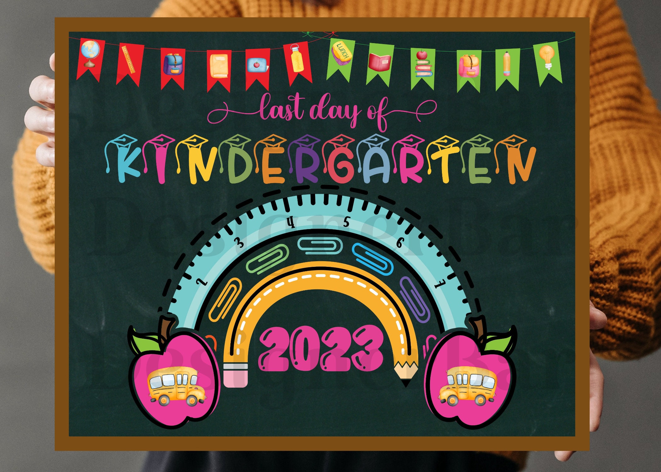 Last Day of Kindergarten Sign-school Sign-kg Chalkboard Photo Prop ...