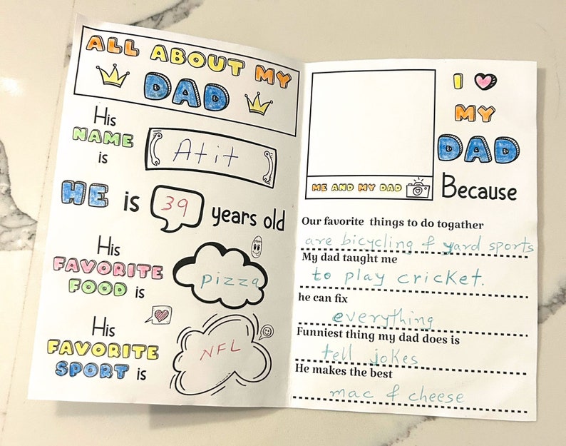 Father's Day Card DIY All About My Dad-card From Daughter and Son-kids ...