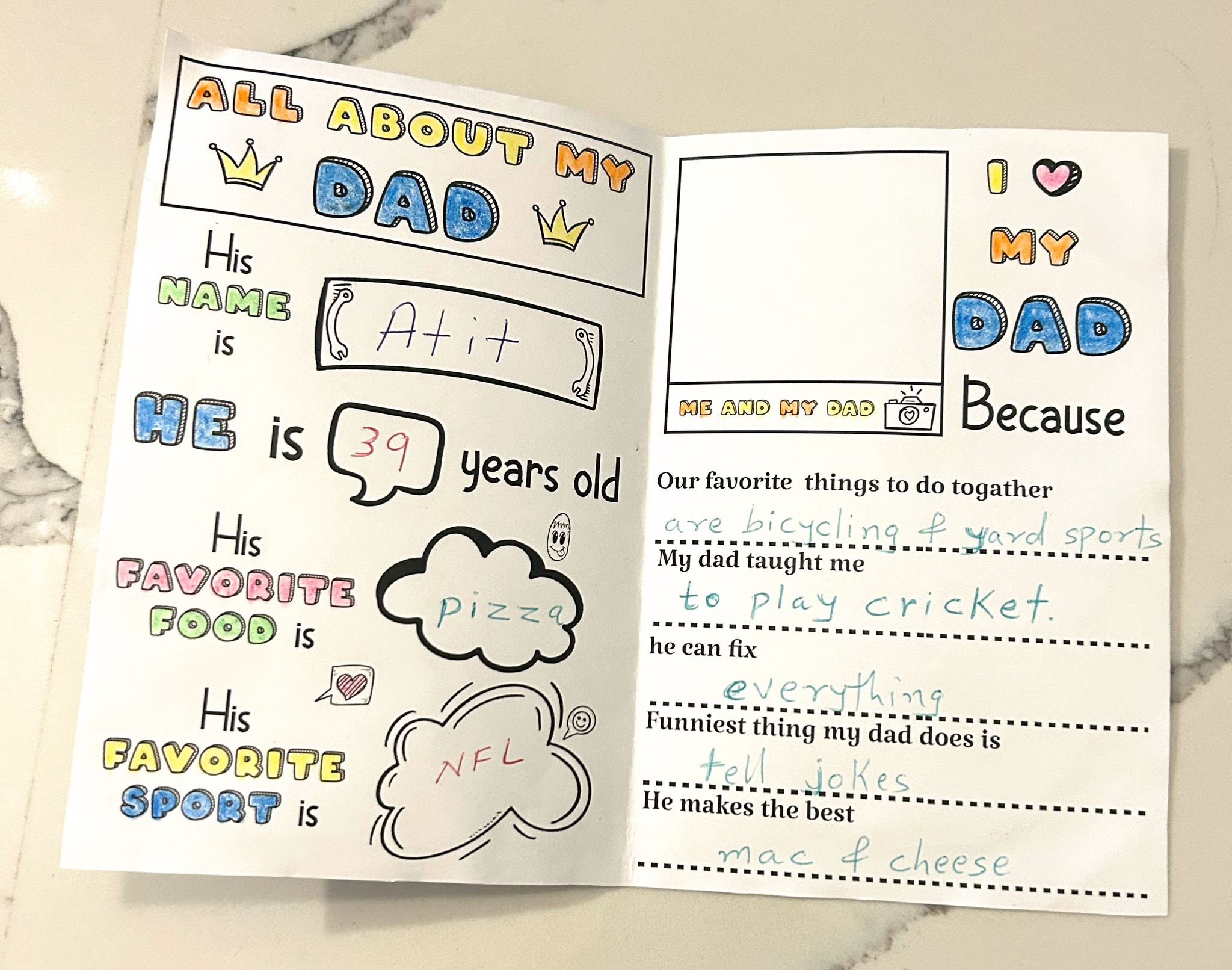 Father's Day Card DIY All About My Dad-card From Daughter and Son-kids ...