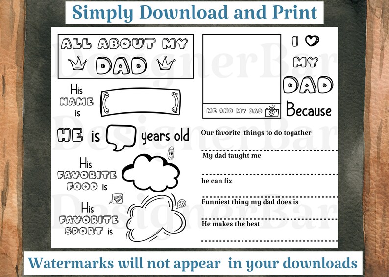 Father's Day Card DIY All About My Dad-card From Daughter and Son-kids ...
