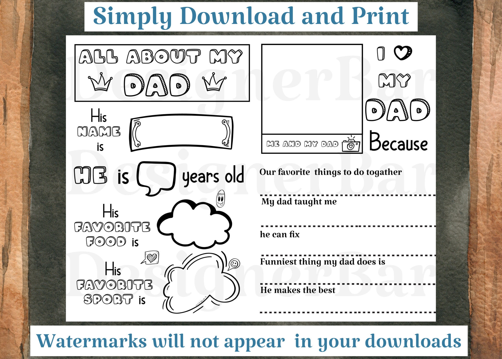 Father's Day Card DIY All About My Dad-card From Daughter and Son-kids ...