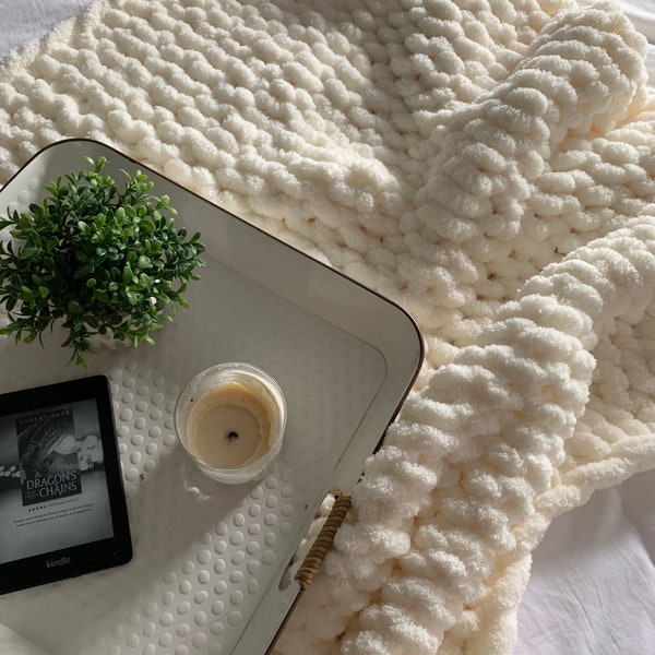 Hand Knit Throw - Etsy