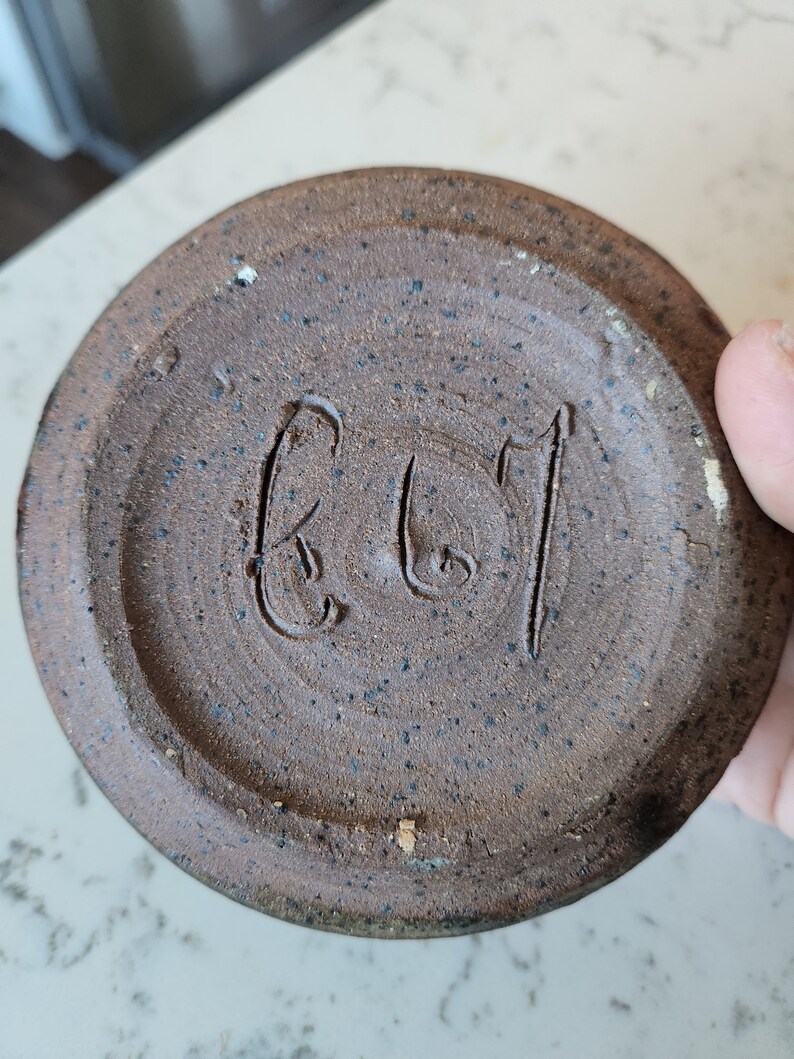 Signed EK 1967 Studio Pottery Low Vase - Etsy
