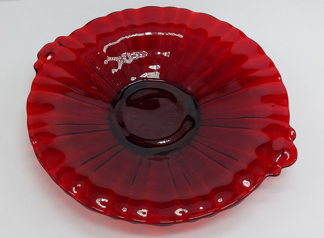 Old Cafe, Royal Ruby Bowl W/ Tab Handles; Hocking Glass Co.; C. 1938; 8 ...
