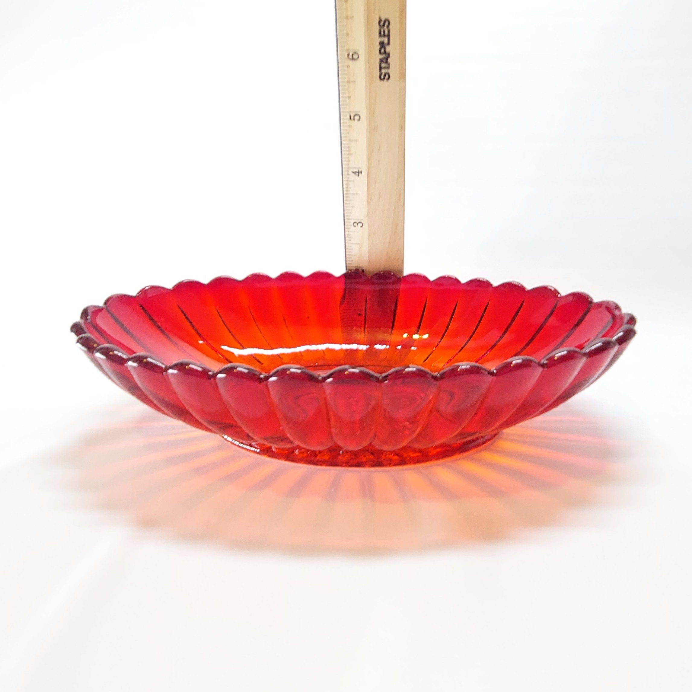 Imperial Glass Red Pillar Flute Pattern Oval Glass Bowl - Etsy