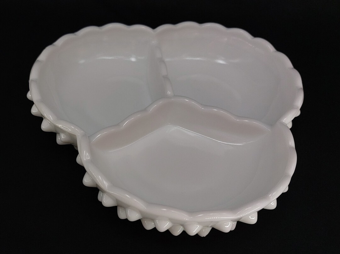 7" Clover Shape 3 Part Relish Dish Hobnail Milk Glass by Fenton - Etsy