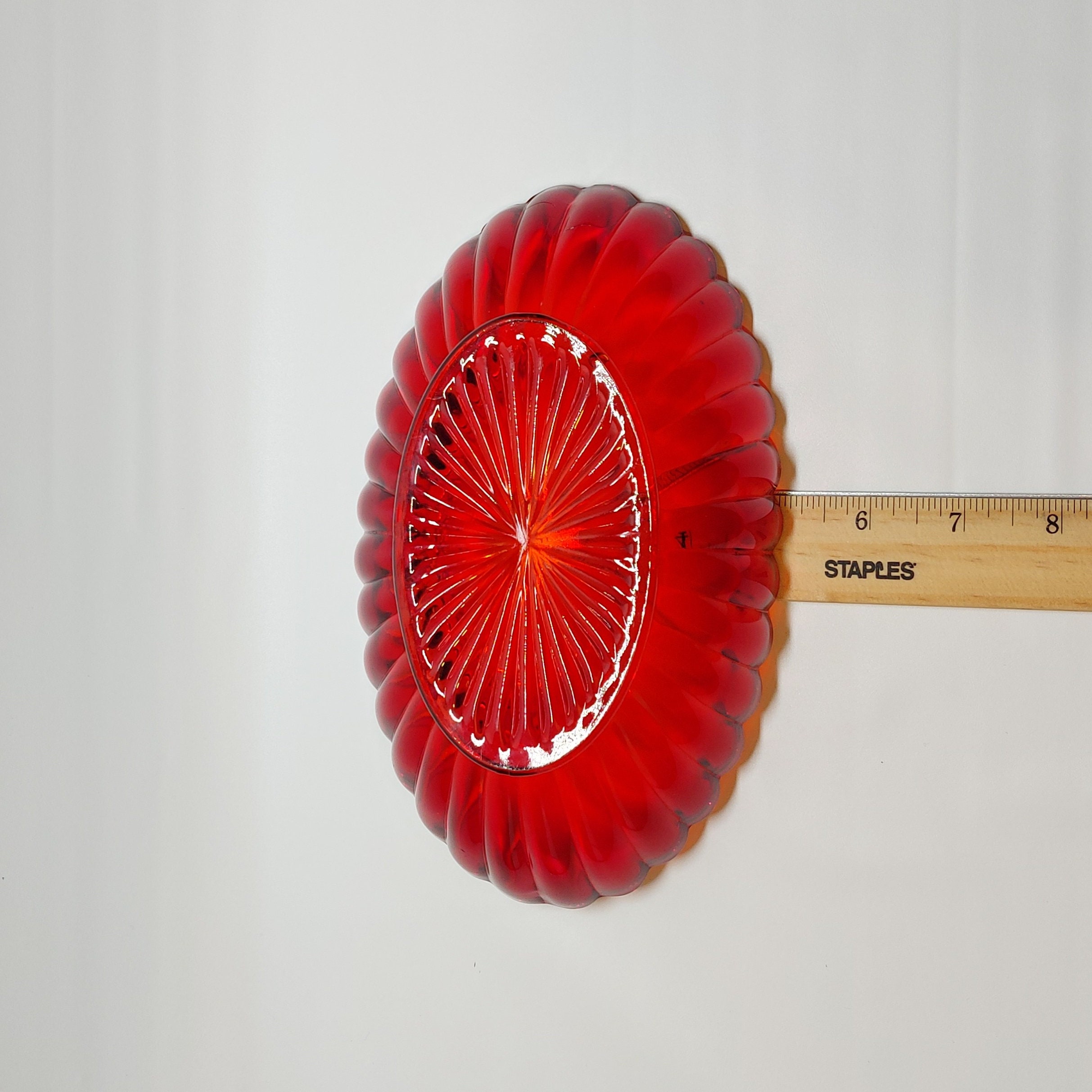 Imperial Glass Red Pillar Flute Pattern Oval Glass Bowl - Etsy