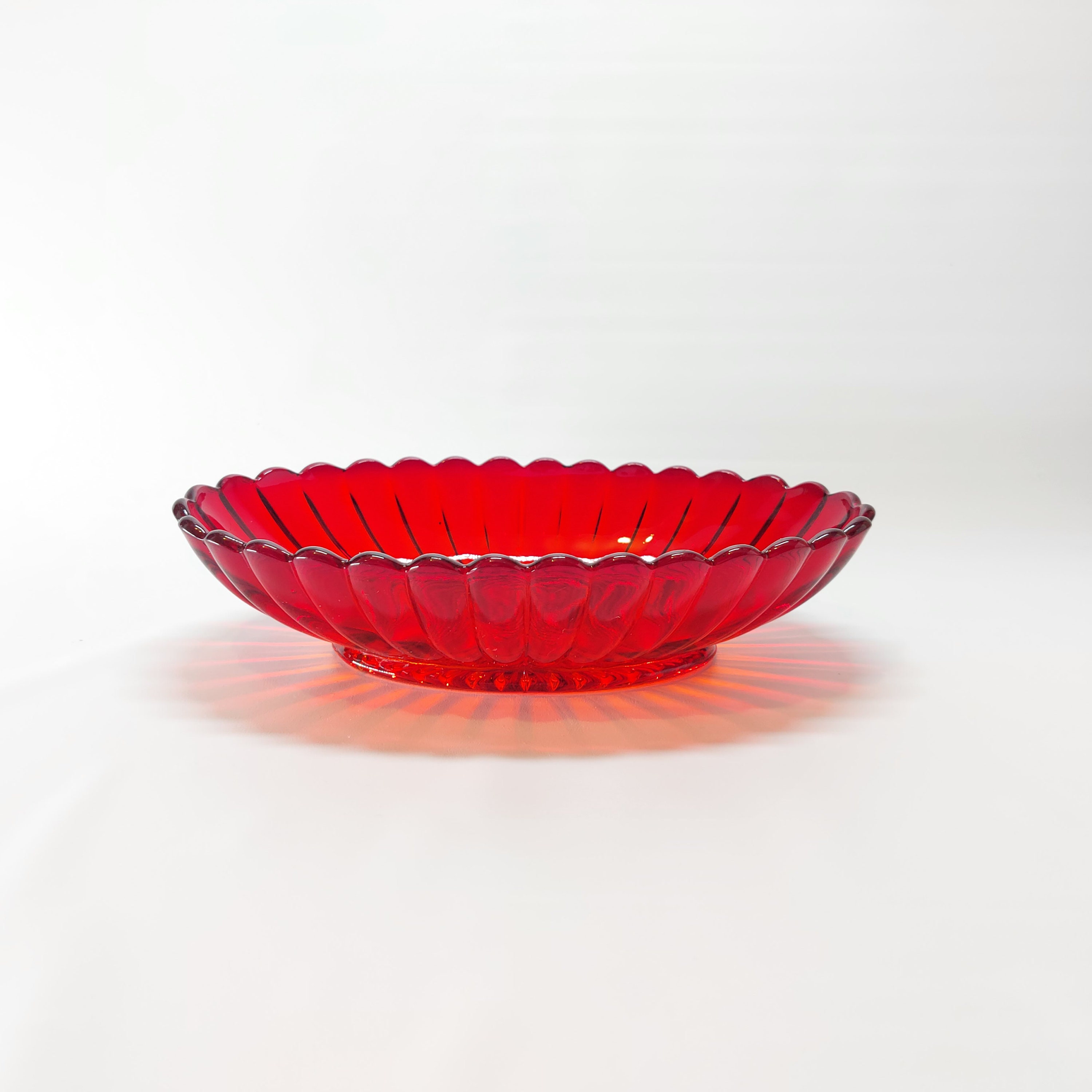 Imperial Glass Red Pillar Flute Pattern Oval Glass Bowl - Etsy