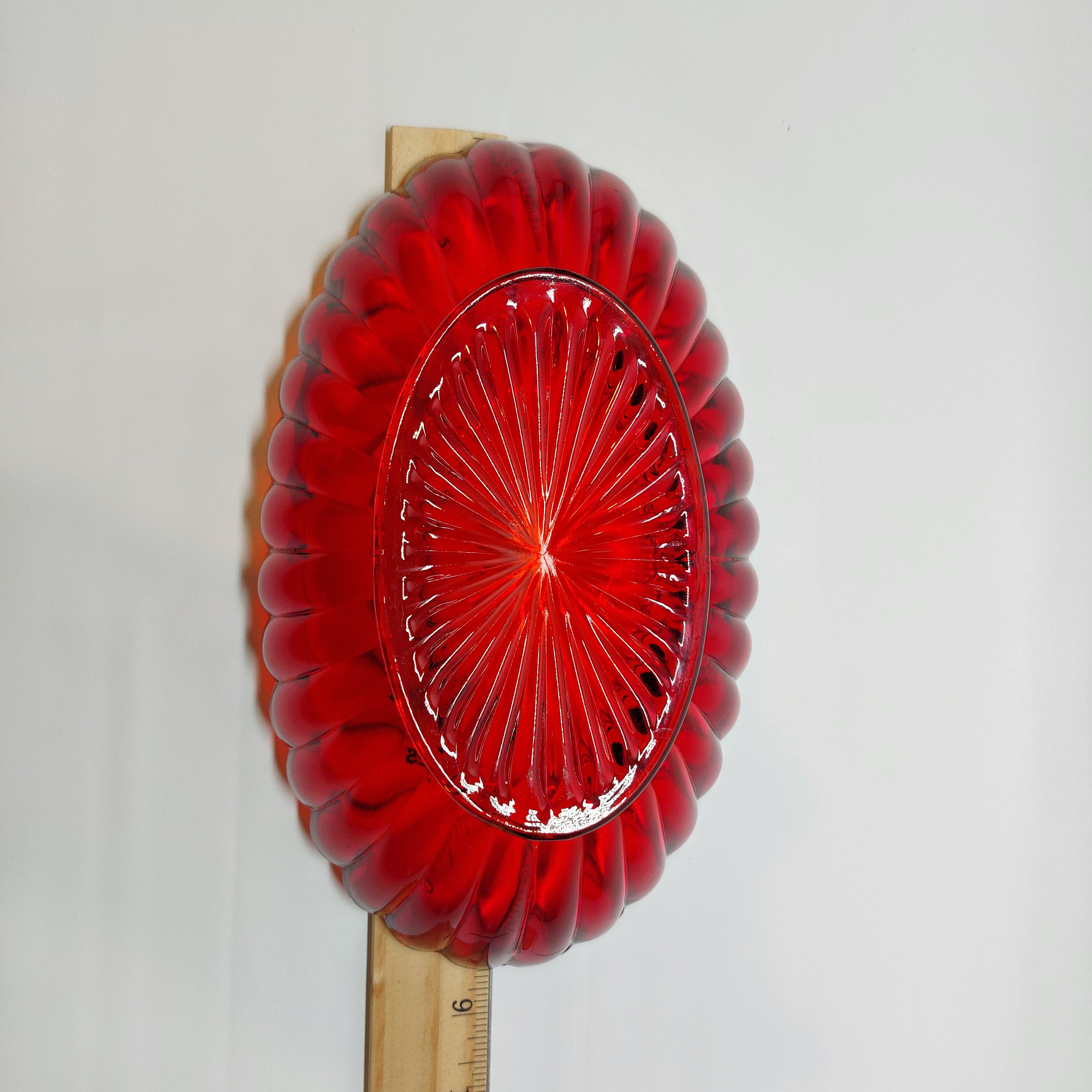 Imperial Glass Red Pillar Flute Pattern Oval Glass Bowl - Etsy