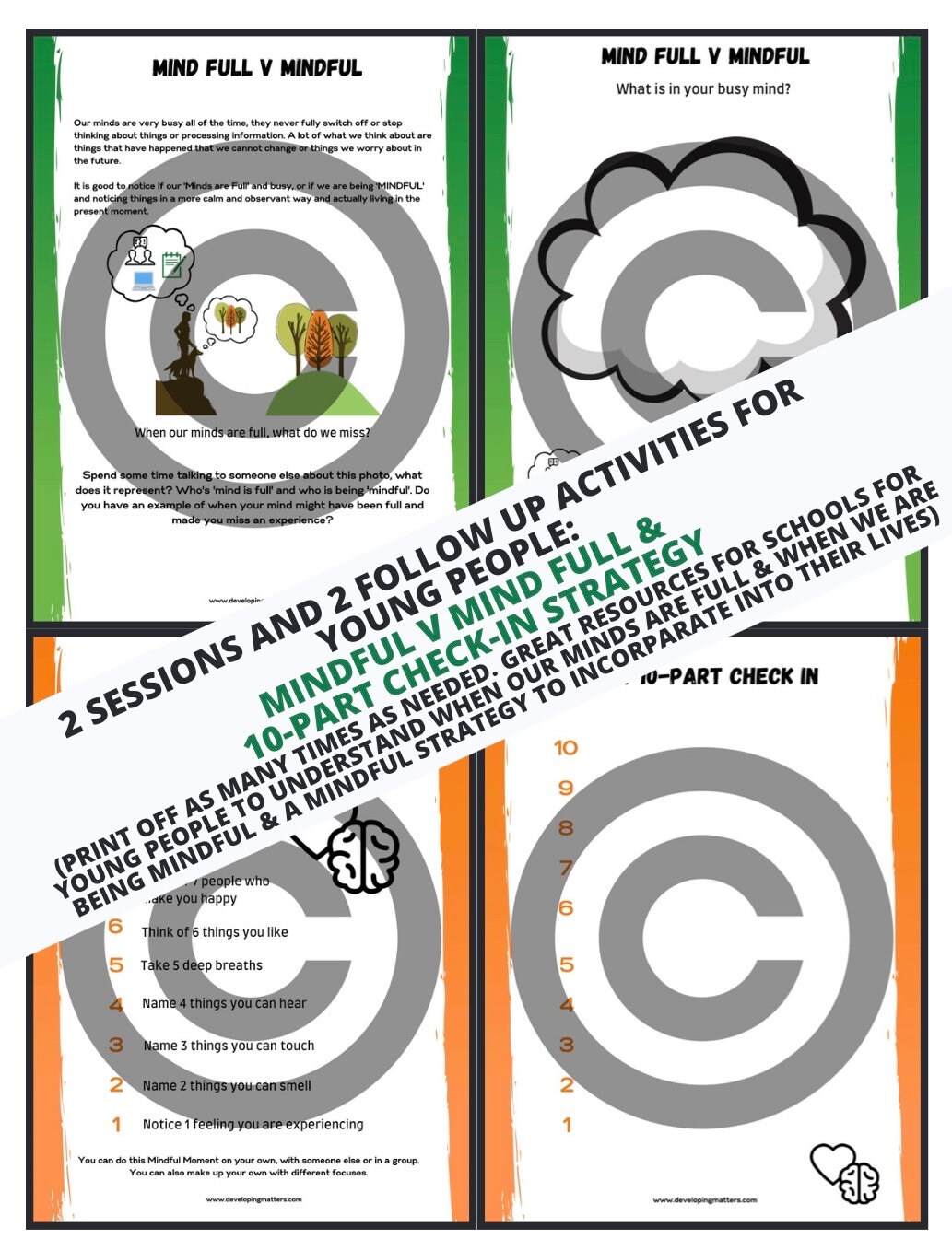 Mindful V Mind Full and 10-part Check-in Printable Activity - Etsy