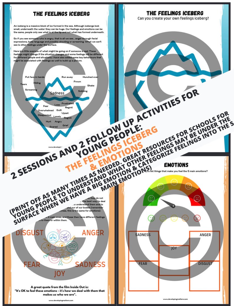 The Feelings Iceberg and Emotions Activity Sheets. Mindful. - Etsy Ireland
