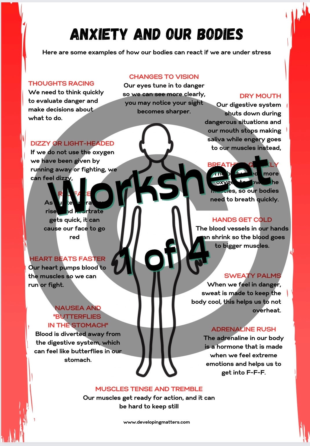 Anxiety & Our Bodies and Trigger Triangle Printable Activity Sheets ...