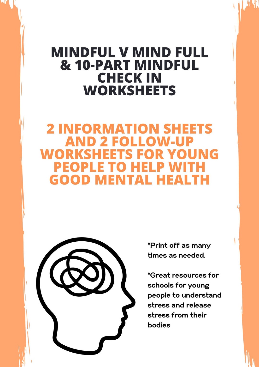 Mindful V Mind Full and 10-part Check-in Printable Activity Sheets ...