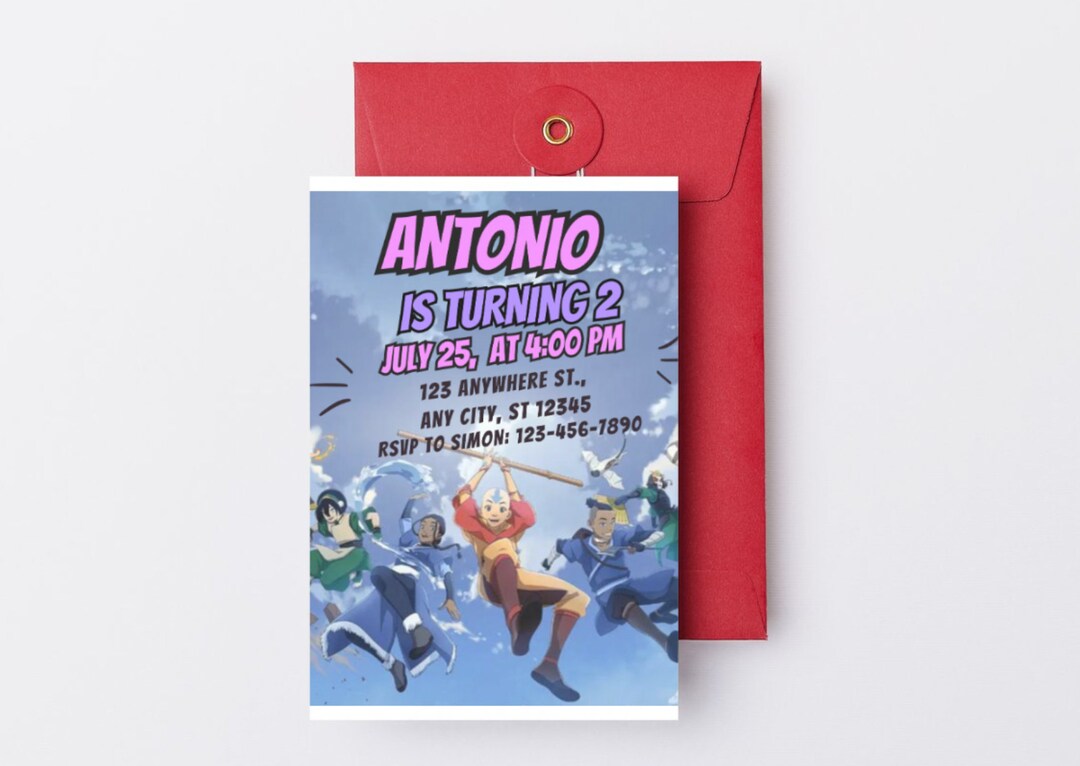 Avatar the Last Airbender Birthday Invitation, Avatar the Last ...