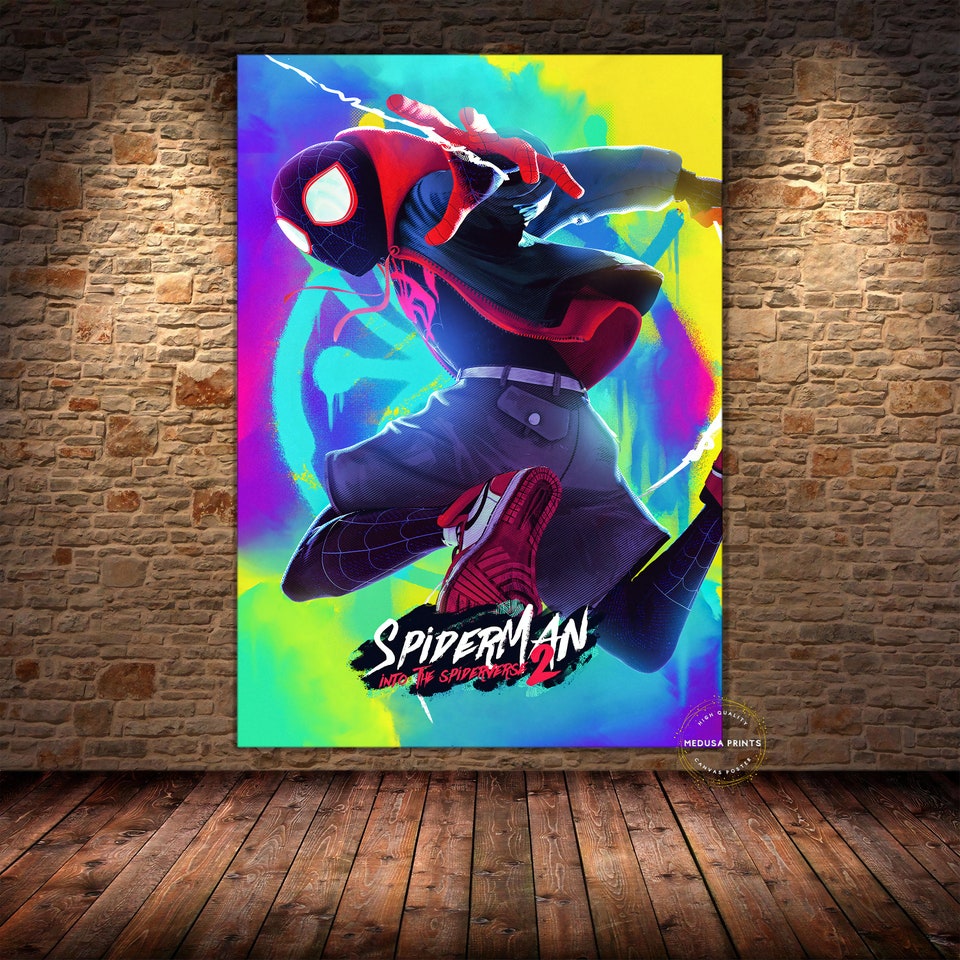 Spider Man: Into The Spider Verse Poster, Miles Morales Wall Art ...
