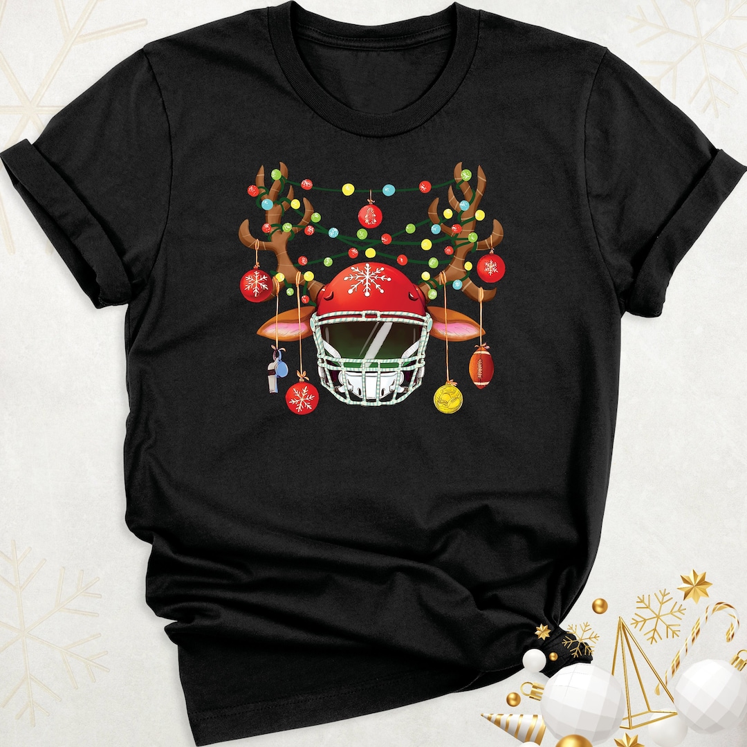 Christmas Football Shirt, Sports Christmas Lights Tshirt, Horn ...