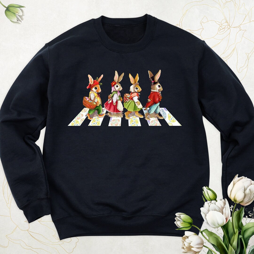 Rabbit Sweatshirt, Cute Bunny Hoodie, Long Sleeve Rabbit and Friends on ...