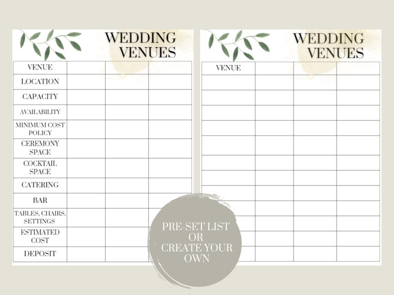 Wedding Venue Planner | Venue List | Wedding Venue Comparison ...
