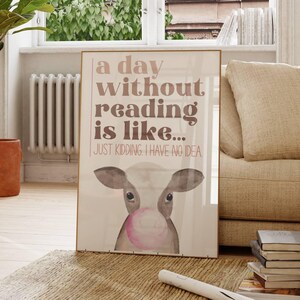 Reading Poster Printable Book Wall Art Reading Print Bookworm Room ...