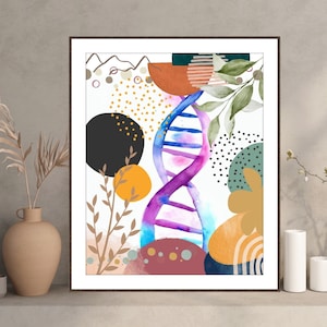 Science Print, DNA Printable, Watercolor Abstract, Science Poster ...