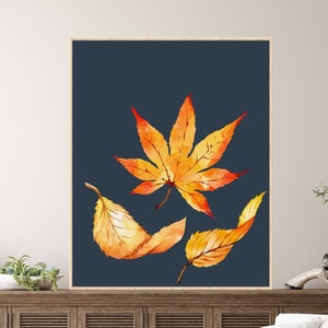 Watercolor Autumn Leaf Wall Art, Printable Poster Fall, Rustic Autumn ...