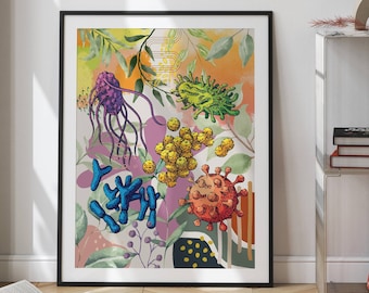 12 Bacteria Types Posters Vintage Microbiology Art Science Art Medical ...