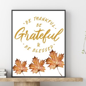 Thanksgiving Wall Decor, Always Be Thankful Watercolor Wall Art ...