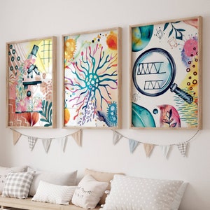 Microbiology Wall Art Set, Science Posters, Biology Wall Art ...