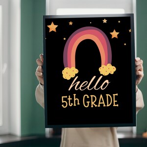 Hello 5th Grade First Day of 5th Grade Back to School Sign Printable ...