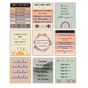 Set of 9 Counseling Posters, Boho Watercolor, Office Decor, School ...