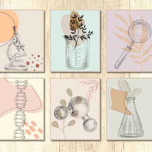 Science Wall Prints, Boho Watercolor Prints, Boho Classroom Wall Art ...