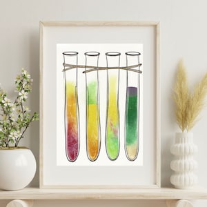 Science Lab Watercolor Print Watercolor Boho Classroom Decor Test Tubes ...