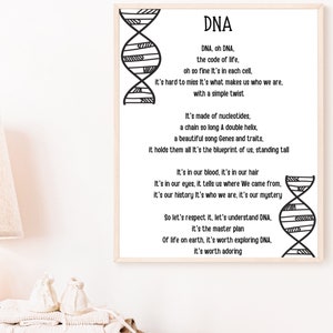 DNA Poem, Science Posters, Classroom Decor, Gift to a Science Teacher ...