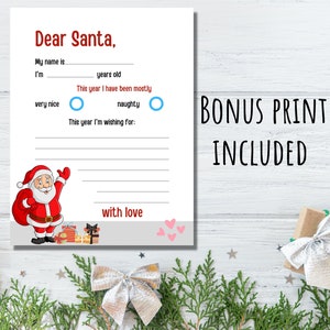 Letter to Santa PRINTABLE Kids Letter to Santa Santa Letter - Etsy