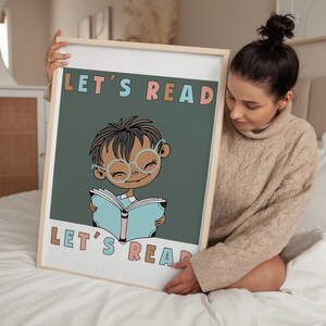 Let's Read Poster Reading Decor Reading Art Print Classroom Decor ...